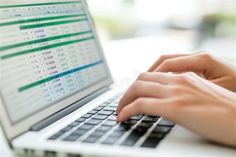 Businesswoman Working With Spreadsheet Software On Laptop Computer Stock Illustration