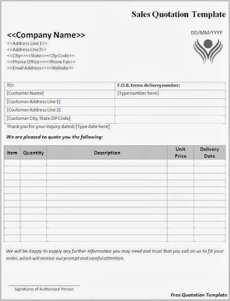 Word Templates Free Quotation Template