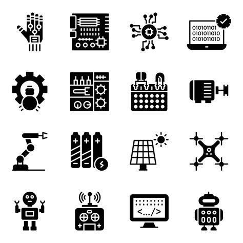 Robotics Engineering Glyph Vector Icons 16762456 Vector Art At Vecteezy