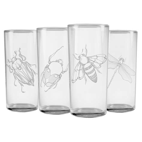 Insect Assortment Highball Glasses Set Of Four