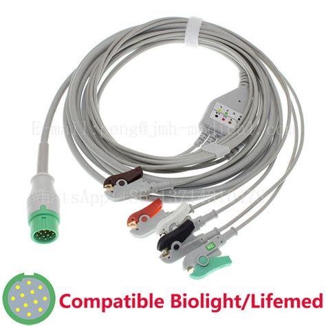 Ecg Ekg 3 5 Lead One Piece Cable And Electrode Leadwire Compatible With Biolight Blt Any View A2