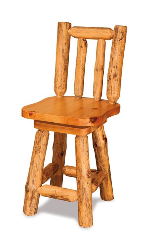 Amish Rustic Pine Bar Stool With Swivel