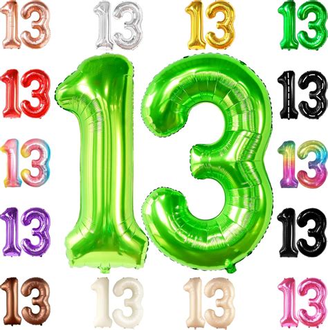 Katchon Light Green 13 Balloon Numbers Big 40 Inch