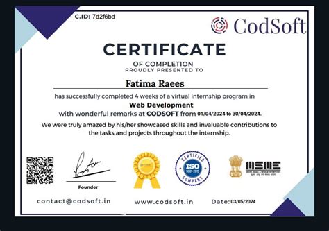 Fatima Gul On Linkedin Web Development Great Internship Codsoft