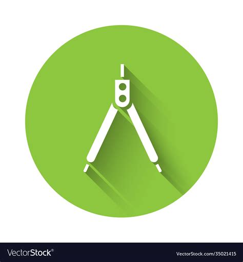 White Drawing Compass Icon Isolated With Long Vector Image