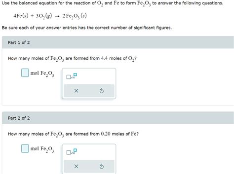 Solved Fe S O G Fe O S Be Sure Each Of Your Answer Chegg