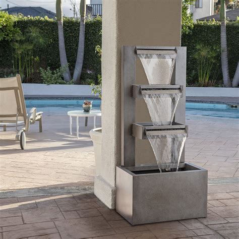 Alpine Corporation Outdoor 4 Tier Modern Industrial Metal Waterfall