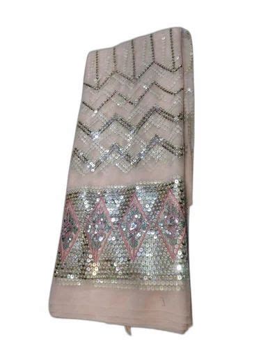 Light Pink Embroidered Sequence Net Fabric At Rs 140 Meter