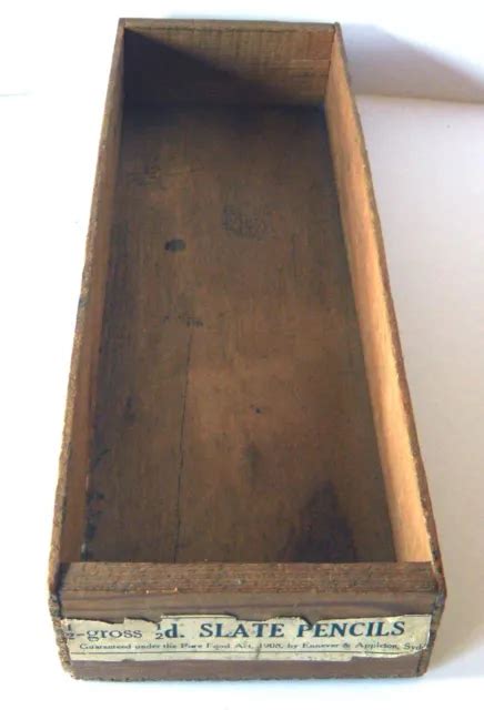 ANTIQUE HALF GROSS Ha Penny Slate Pencil Deal Wood Box C 1920 35 00