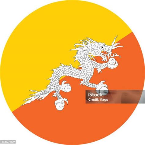 부탄 국기 플래그 아이콘입니다 표준 색상 원형 깃발입니다 컴퓨터 일러스트레이션 디지털 일러스트레이션 벡터 일러스트 레이 션입니다