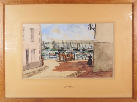 Louis Robert Antral Marins Sur Le Quai Pr S Des Voiliers Aquarel