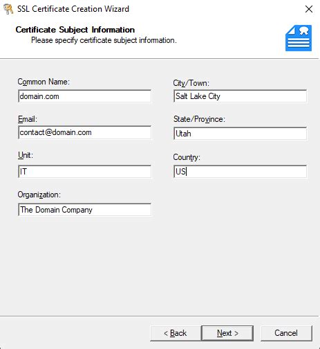 Ssl Certificate Creation Wizard Turboftp Server Admin Guide