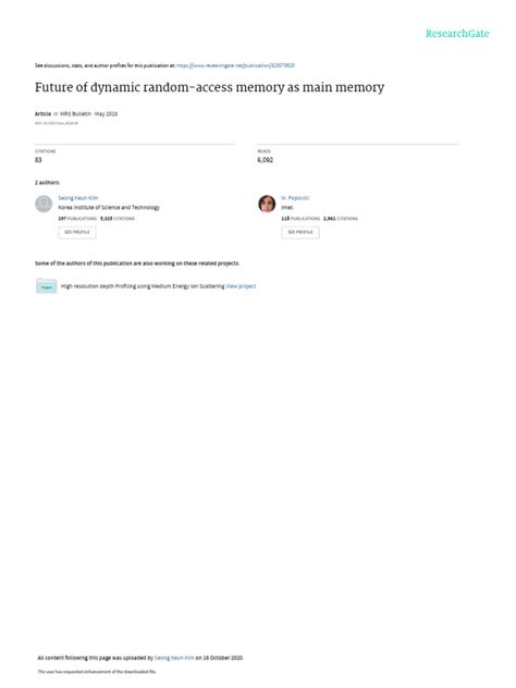 futureofdynamicrandom accessmemoryasmainmemory pdf dynamic random access memory computer