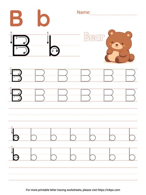 Free Printable Colorful Letter B Tracing Worksheet With Blank Lines · Inkpx