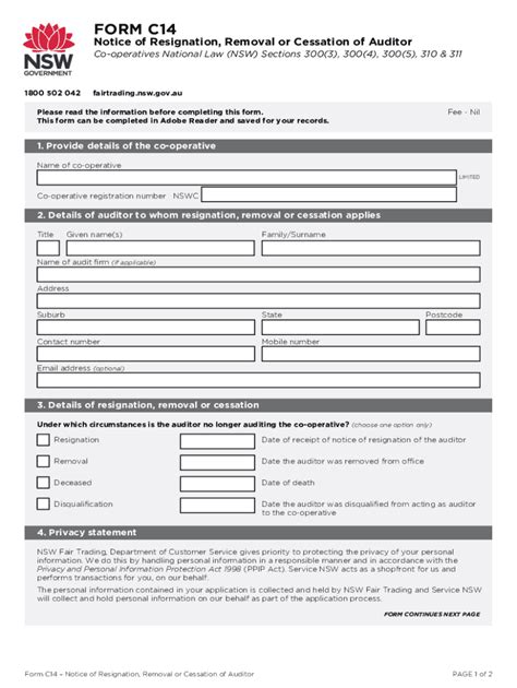 Fillable Online Form C14 Notice Of Resignation Removal Or Cessation
