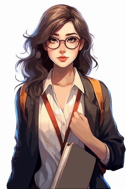Premium Vector A Girl With Glasses And A Book