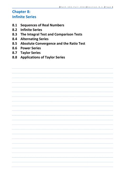 Section 8 Lecture Note Hand Writing Summary Chapter 8 Infinite