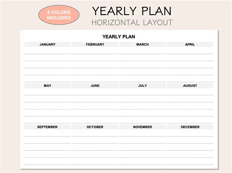 Yearly Plan Printable Year At A Glance Yearly Overview Yearly Planner Yearly Agenda