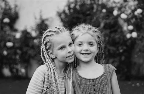 Sister Dreadlocks Having Fun Spring Garden Outdoor Cute Positive