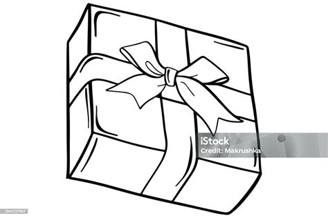 Sajikan Kotak Dalam Sketsa Kotak Hadiah Dalam Doodle Paket Natal Yang