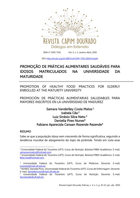 Pdf PromoÇÃo De PrÁticas Alimentares SaudÁveis Para Idosos