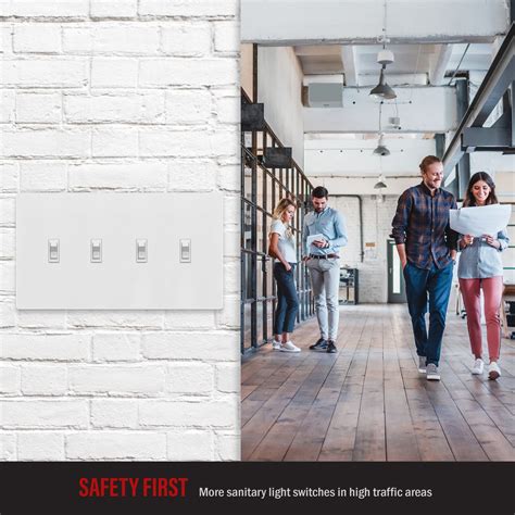 Antimicrobial Screwless Toggle Switch Cover Standard Size 4 Gang Wiring Devices Lighting