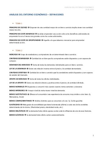 ANALISIS DEL ENTORNO ECONOMICO DEFINICIONES Pdf