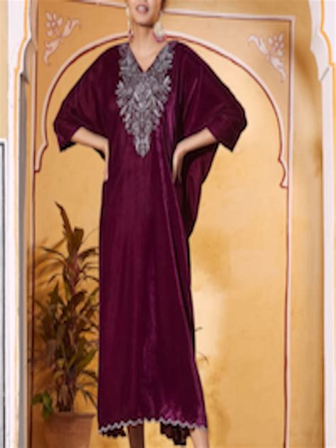 Buy Rustorange Floral Embroidered Velvet Ethnic Maxi Ethnic Dress