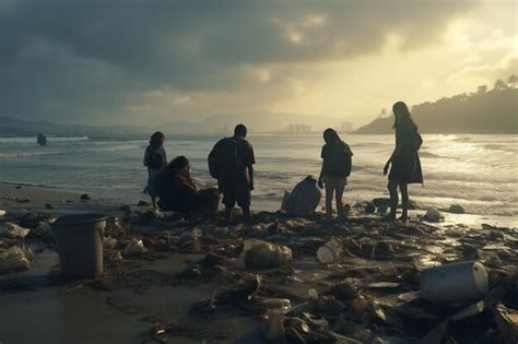 Premium Photo Students Participating In A Beach Cleanup As Generative Ai