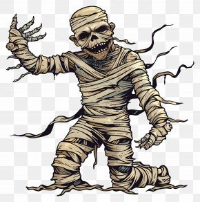 Curly Scary Mummy Cartoon Design Png