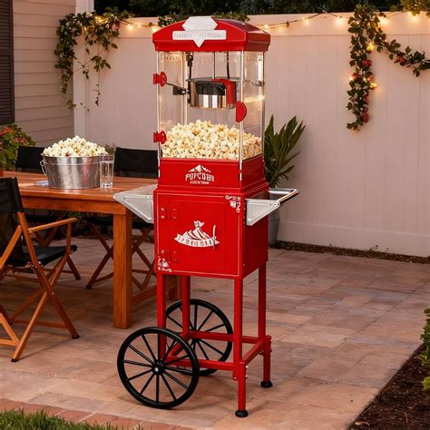 Commercial Popcorn Machine With Cart 10oz Vintage Style Popper 480w