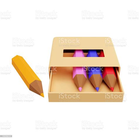 3d 컬러 연필입니다 학교와 교육 개념으로 돌아갑니다 배경 아이콘 기호 클리핑 경로에서 격리됩니다 3d 렌더링 일러스트레이션