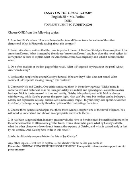 The Great Gatsby Analysis Essay Telegraph