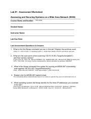 LAB Pdf Lab Assessment Worksheet Assessing And Securing Systems On A Wide Area Network