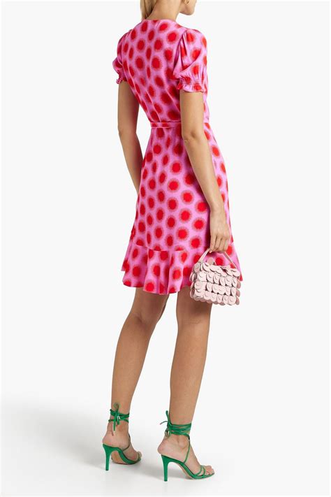 Diane Von Furstenberg Emilia Ruffled Printed Crepe Mini Wrap Dress The Outnet
