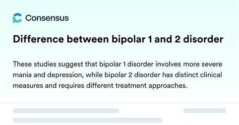 Difference Between Bipolar 1 And 2 Disorder Consensus Academic Search