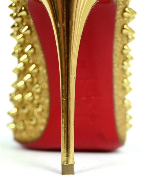 Christian Louboutin Gold Glitter Pigalle Follies 120 Spike Studded