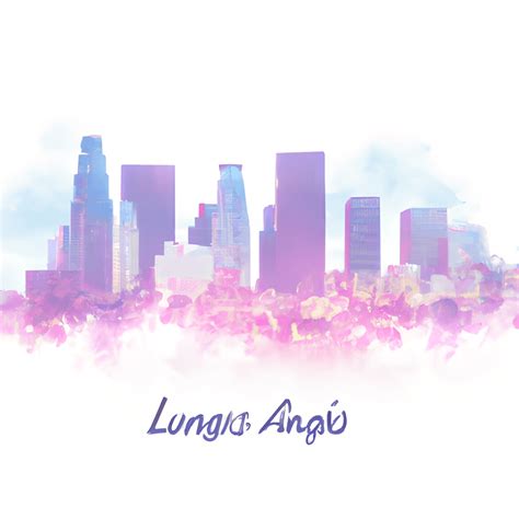 Los Angeles City Skyline In Pink And Blue Watercolor Creative Fabrica