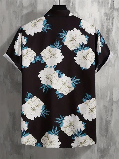 Camisa Hawaiana Manga Corta Informal Estampado Flores Hombre Temu Chile