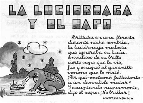 Poesías oraciones cuentos LA LUCIÉRNAGA Y EL SAPO Hartzenbusch