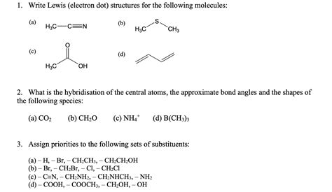 Write Lewis Electron Dot Structures For The Following Molecules A