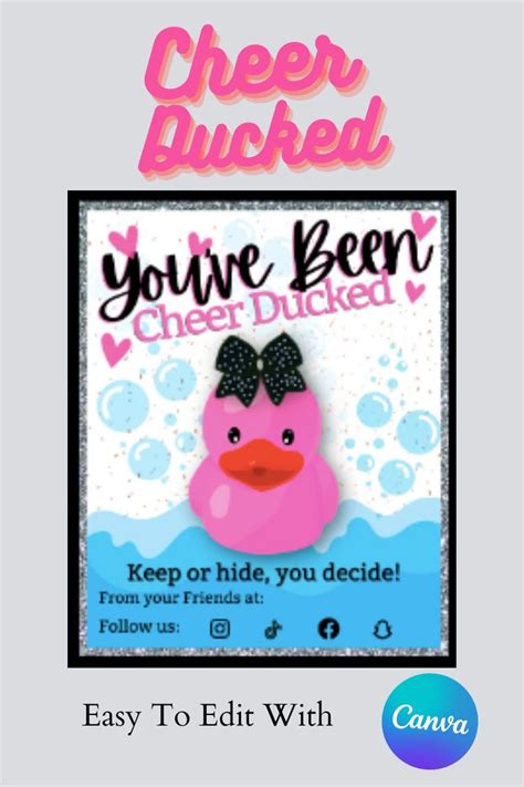 Cheer Duck Tag Editable Ducks Tags Cheer Printables Quack Quack Good