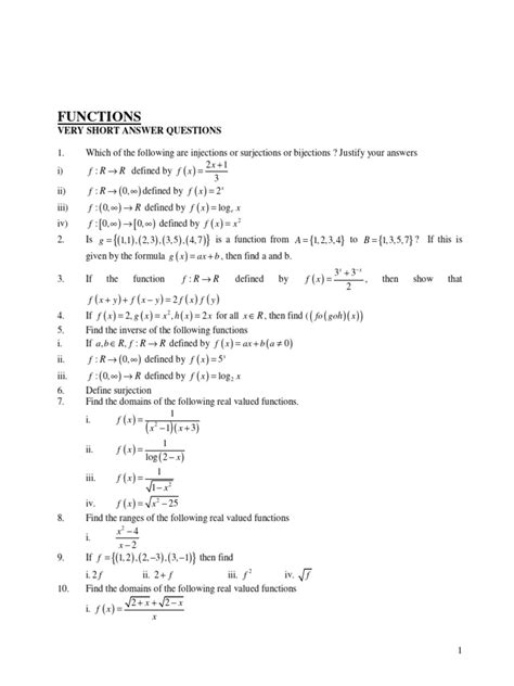 Maths 1a Chapter Wise Important Questions For Ipe Pdf Function Mathematics Mathematics