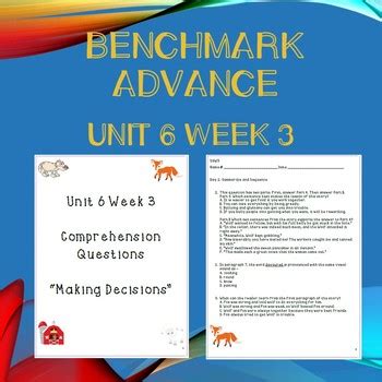 Third Grade Benchmark Advance Unit 6 Week 3 Comprehension Questions