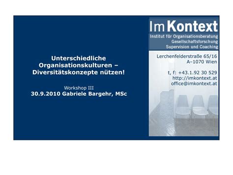 PPT Unterschiedliche Organisationskulturen Diversitätskonzepte nützen PowerPoint