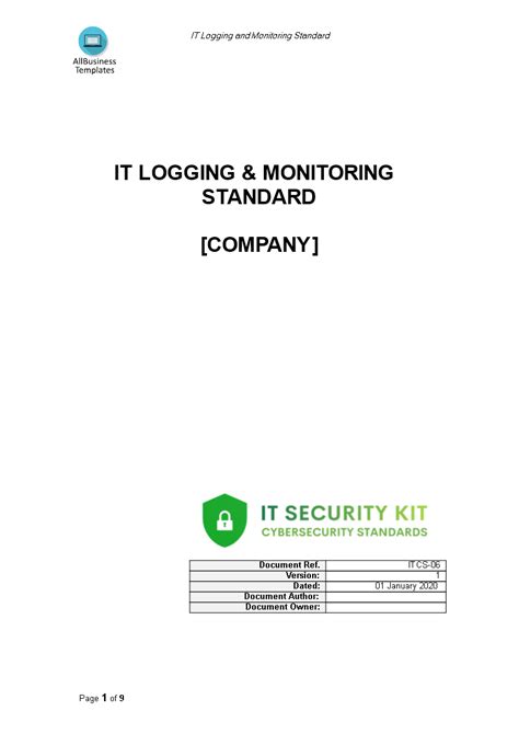 Logging And Monitoring IT Standard Templates At Allbusinesstemplates Com