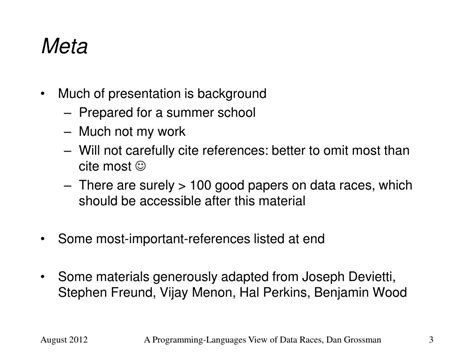 Ppt A Programming Languages View Of Data Races Powerpoint