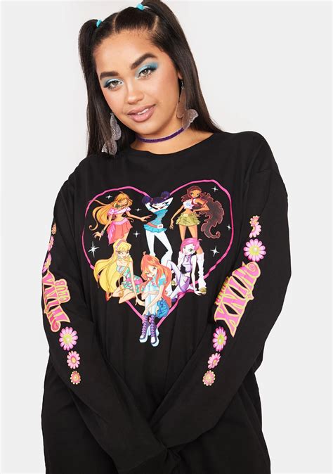 Plus Size Dolls Kill X Winx Club Long Sleeve Graphic Tee Black