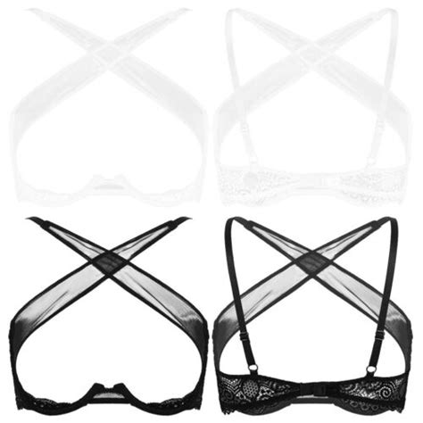 Freebily Womens Crisscross Lingerie Underwired Push Up Open Cups Bra
