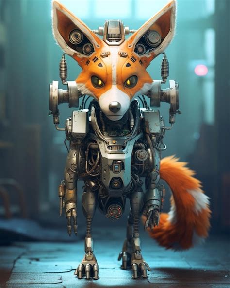premium ai image a robot fox with a head that says fox on it